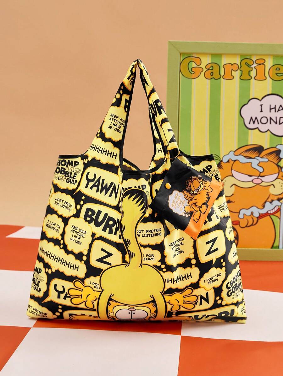 GARFIELD X SHEIN Cartoon Animal & Letter Graphic Foldable Shopping Bag ...