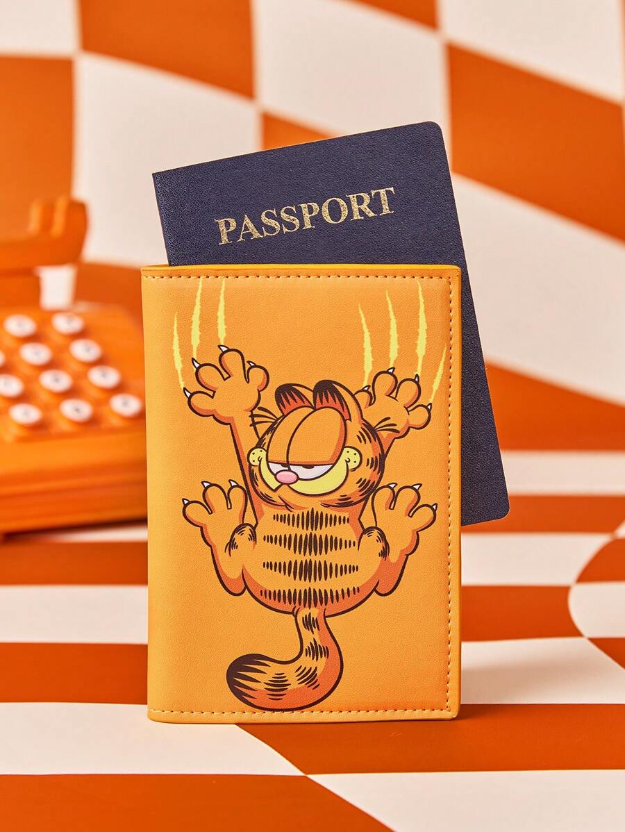 GARFIELD X SHEIN パスポートケース イエロー ビーチ風 クリエイティブなグラフィック | SHEIN JAPAN