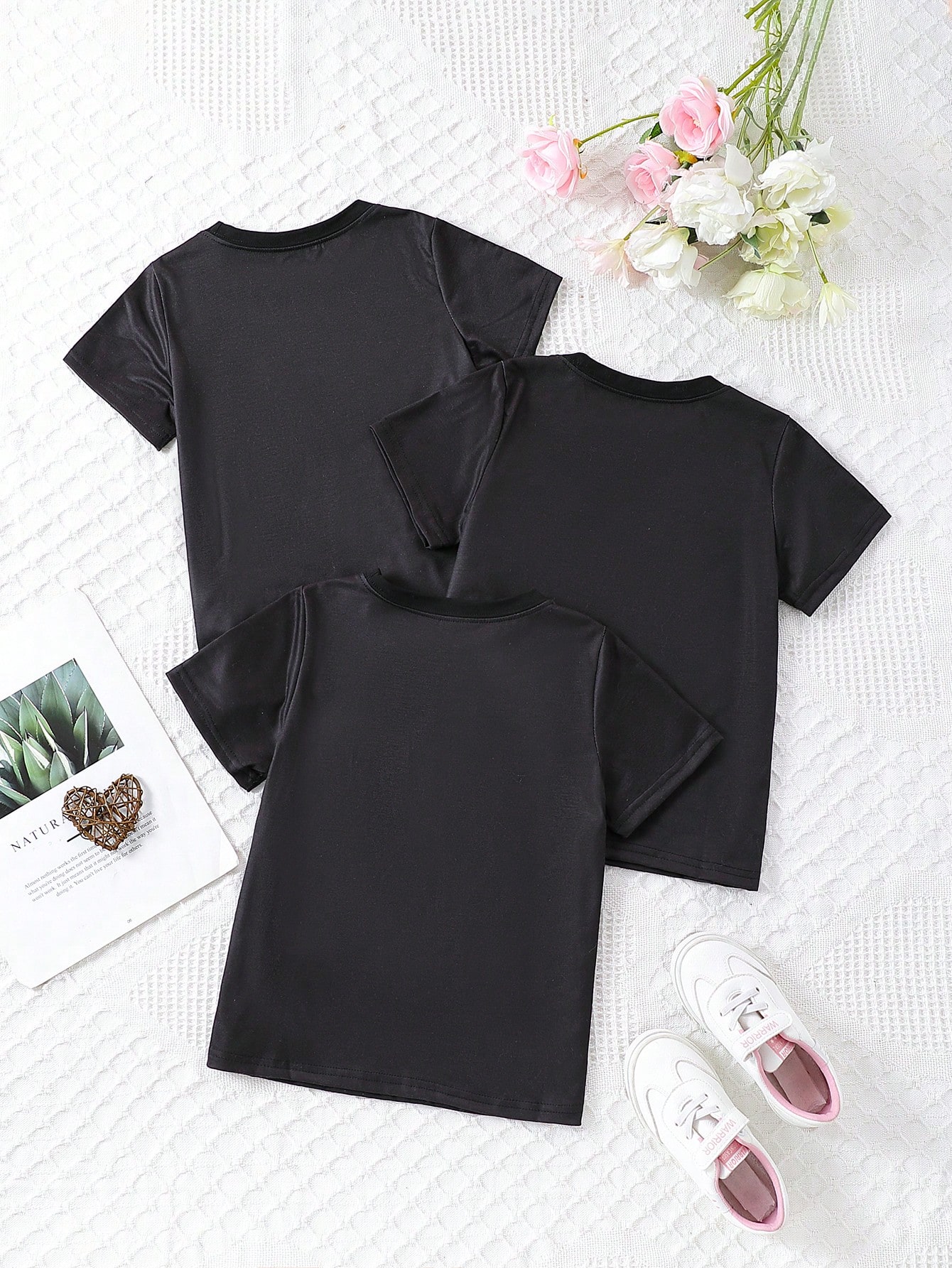 SHEIN Girls' Love Heart Print Round Neck T-Shirt (Little Kid) | SHEIN South Africa