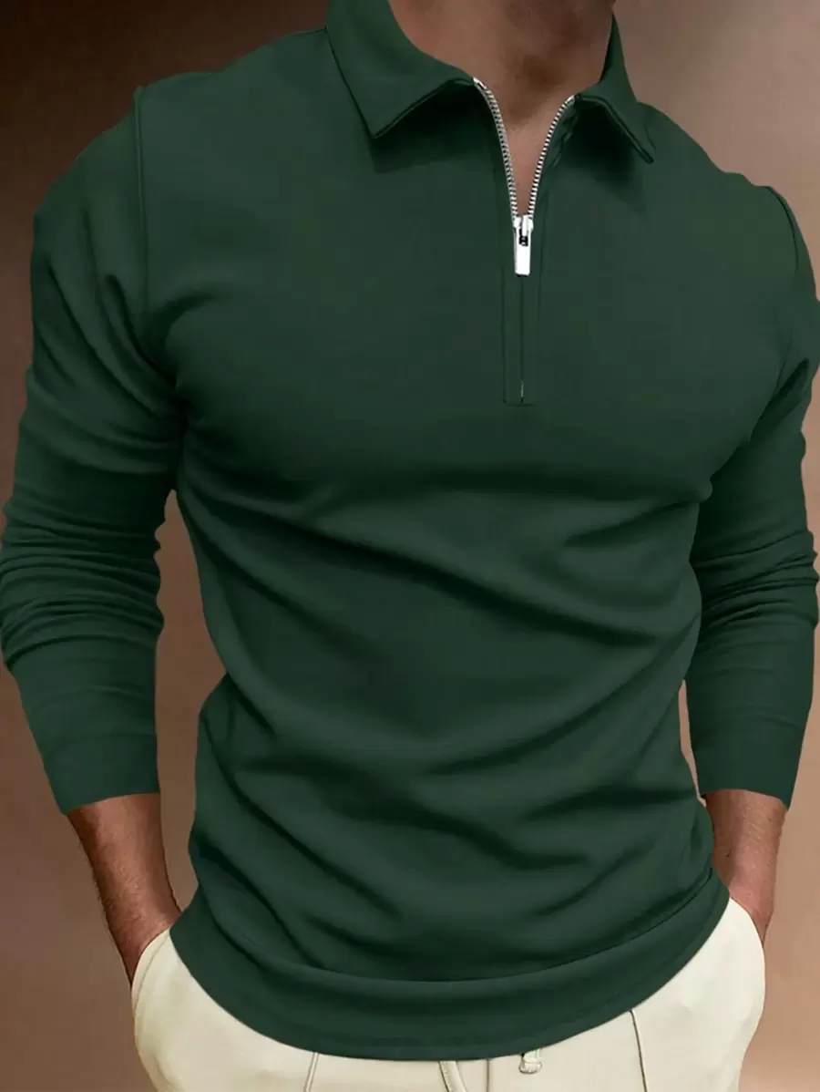 Manfinity Homme Men Quarter Zipper Polo Shirt | SHEIN USA