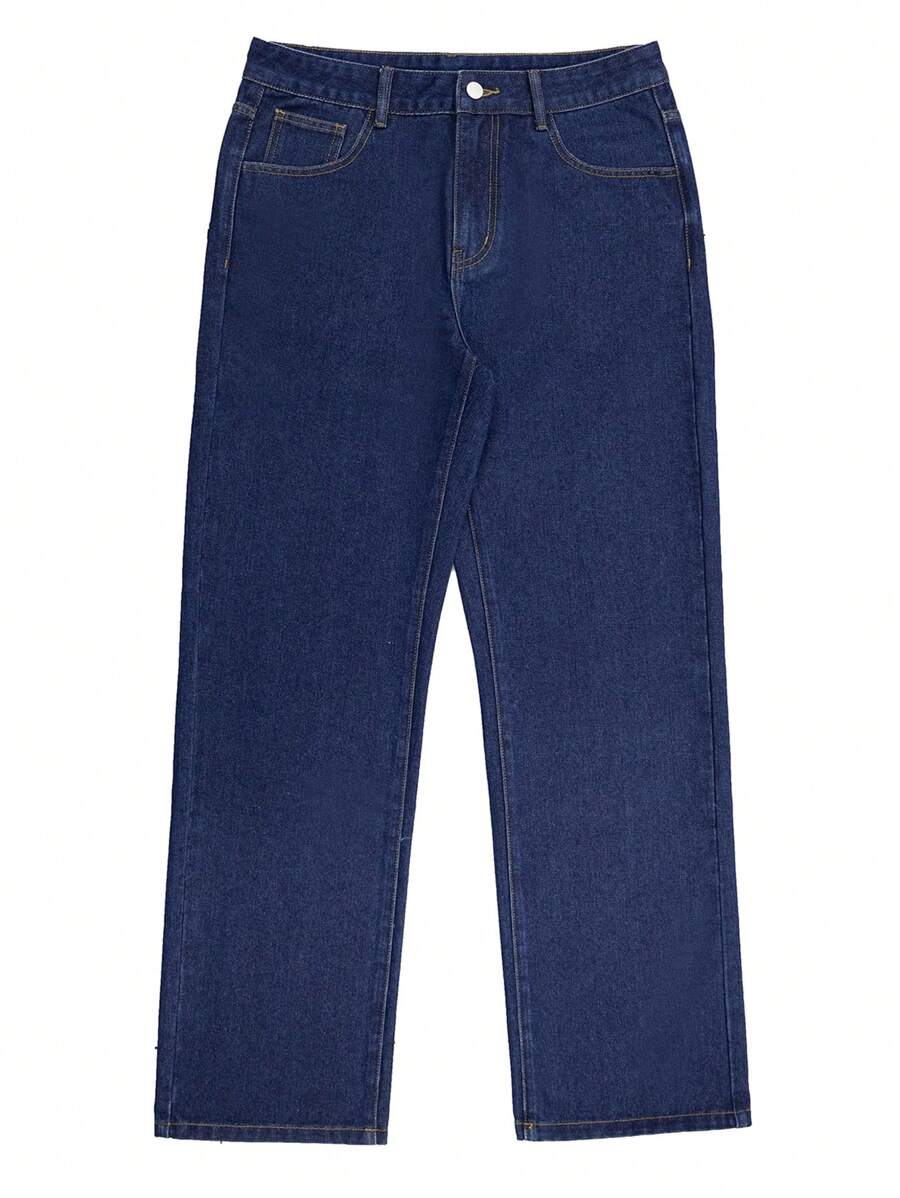 Men's Washed Deep Blue Denim Jeans | SHEIN ASIA