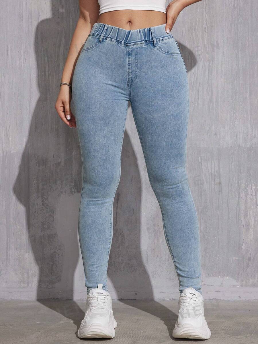 SHEIN Slim Fit Distressed Denim Jeans | SHEIN USA