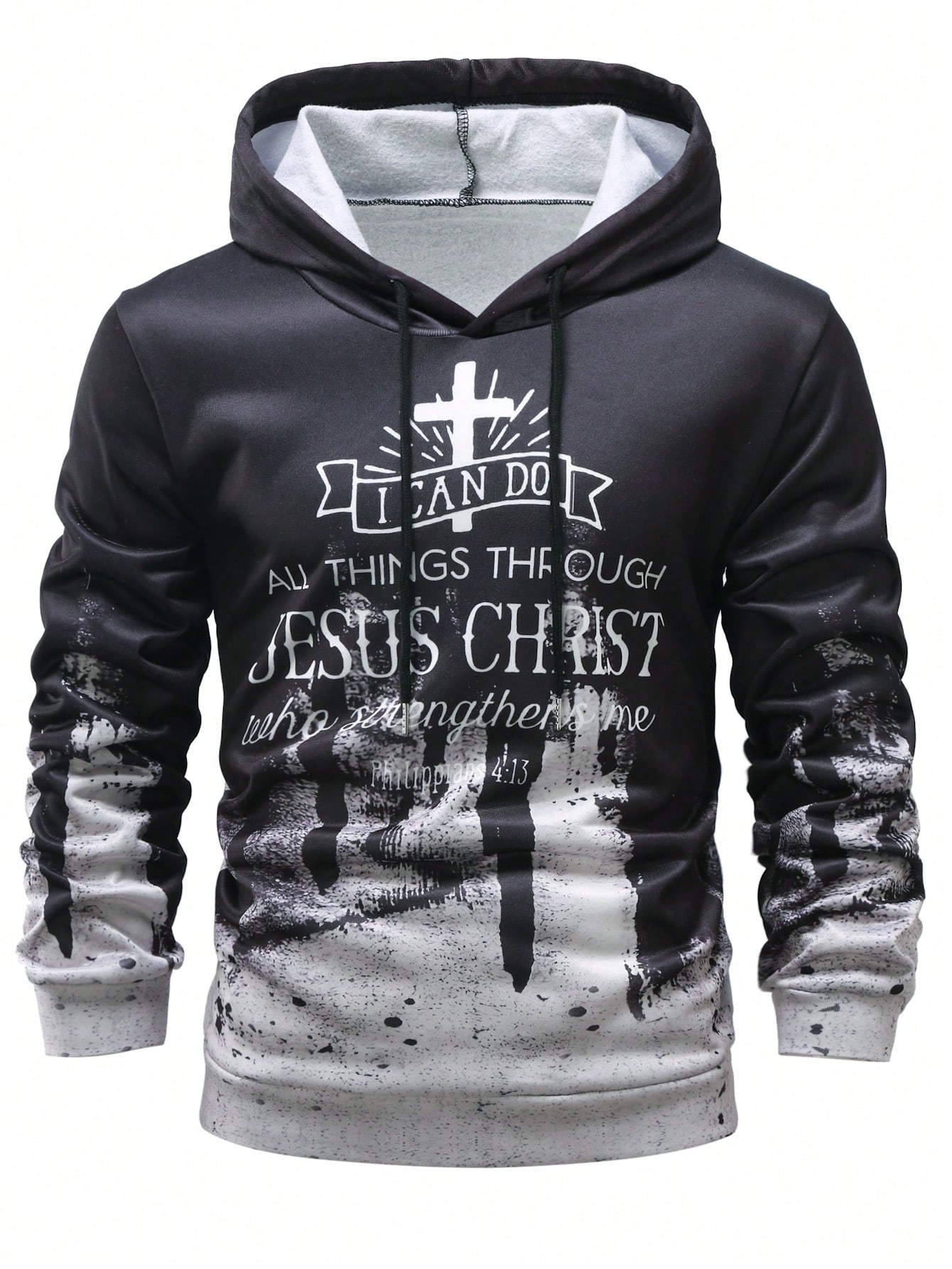Manfinity LEGND Men's Cross Print Hooded Fleece Sweatshirt With ...