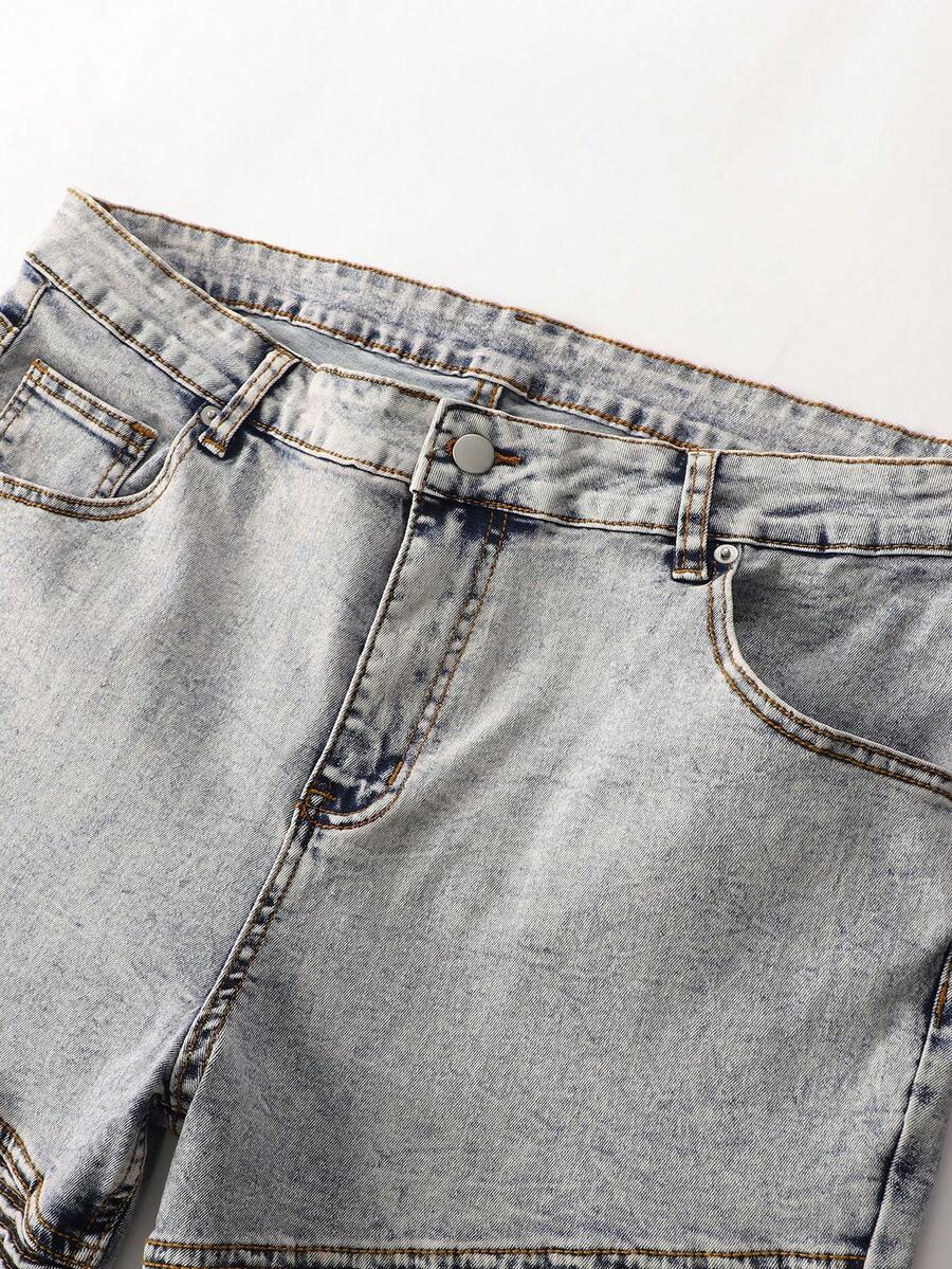 Manfinity EMRG メンズ ウォッシュドデニム ショートパンツ 斜めポケット付 | SHEIN JAPAN