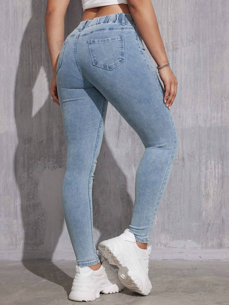SHEIN Slim Fit Distressed Denim Jeans | SHEIN USA