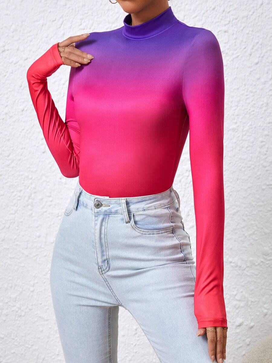 SHEIN Essnce Damen-body Mit Stehkragen Und Farbverlauf | aktuelle ...