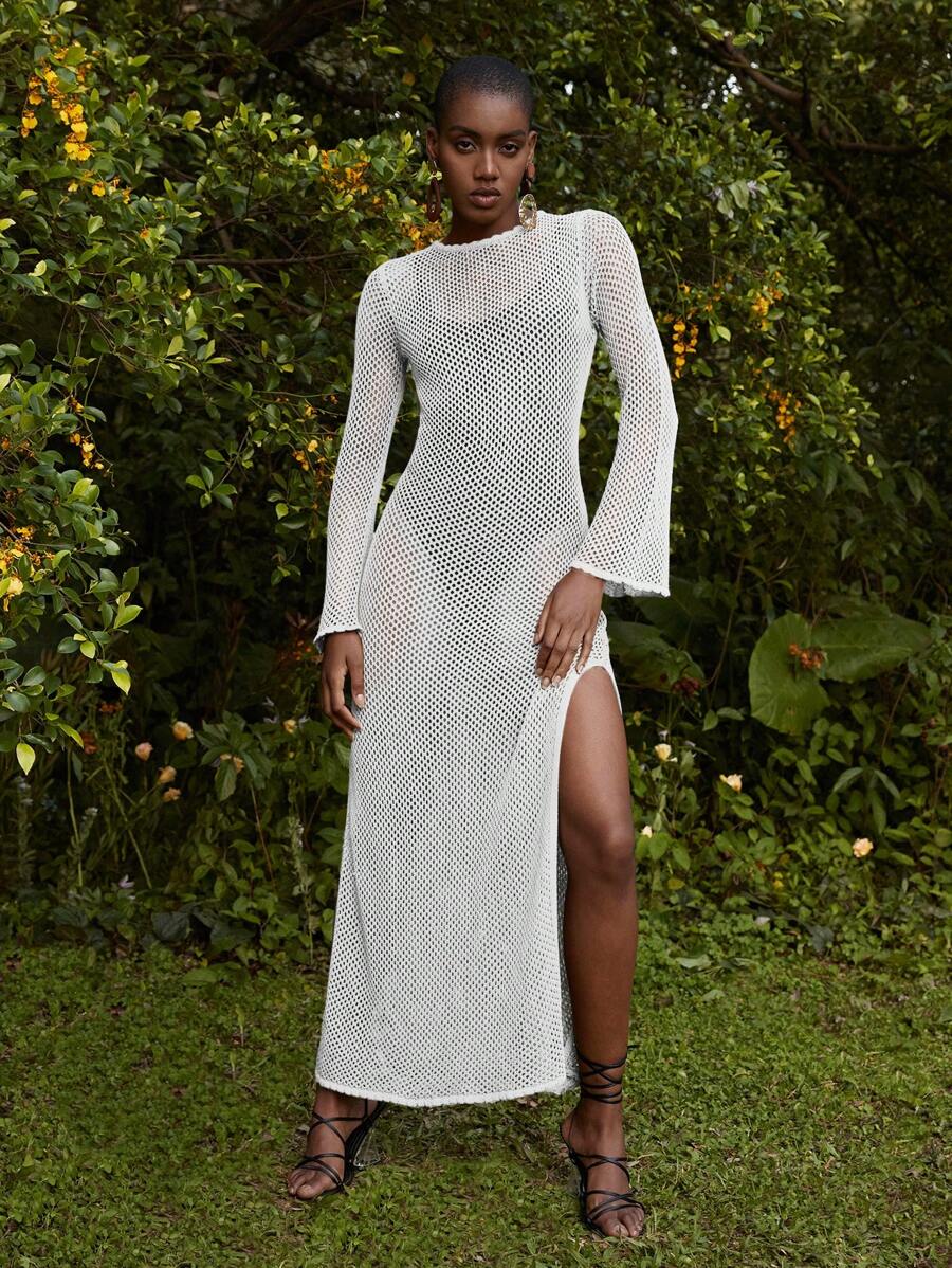 Amiko Robe de plage cache-maillot en crochet à fente de créateur, pour ...