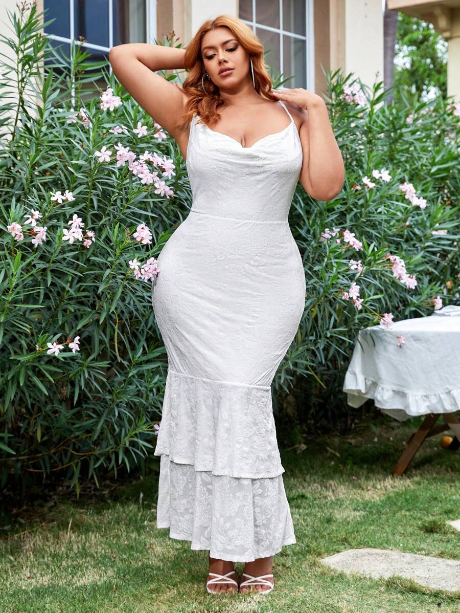 SHEIN SXY Damen-kleid In Übergröße, Brokat, Trägerlos, Meerjungfrau ...