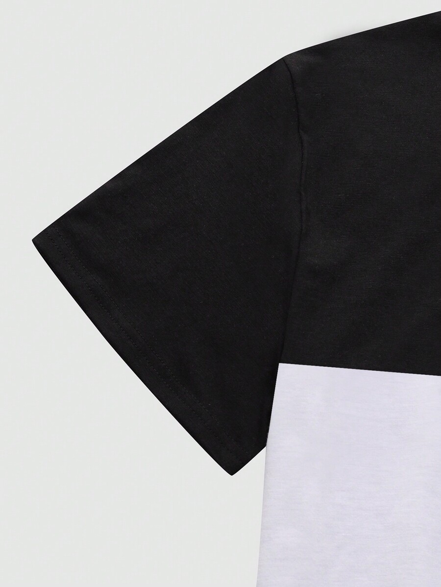 Manfinity Homme Mens Color Contrasted Seagull Pattern Short Sleeve T