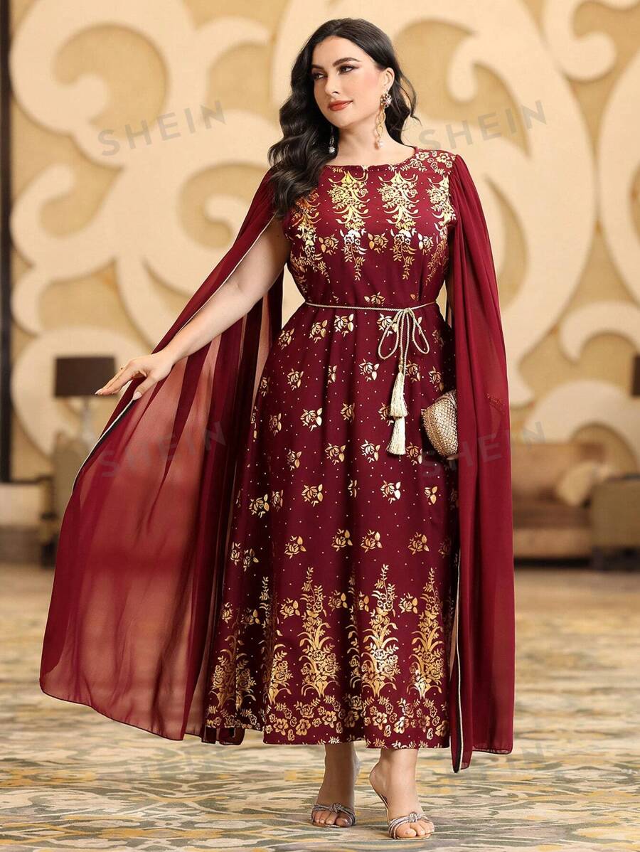 SHEIN Najma Ropa arabe para mujeres de talla grande, manga ultra larga ...