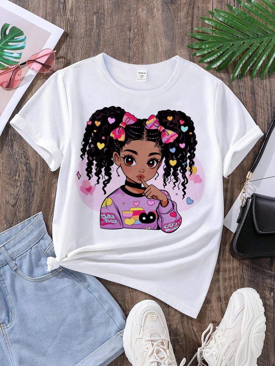 SHEIN Tween Girls' Cartoon Character Print T-Shirt | SHEIN UK