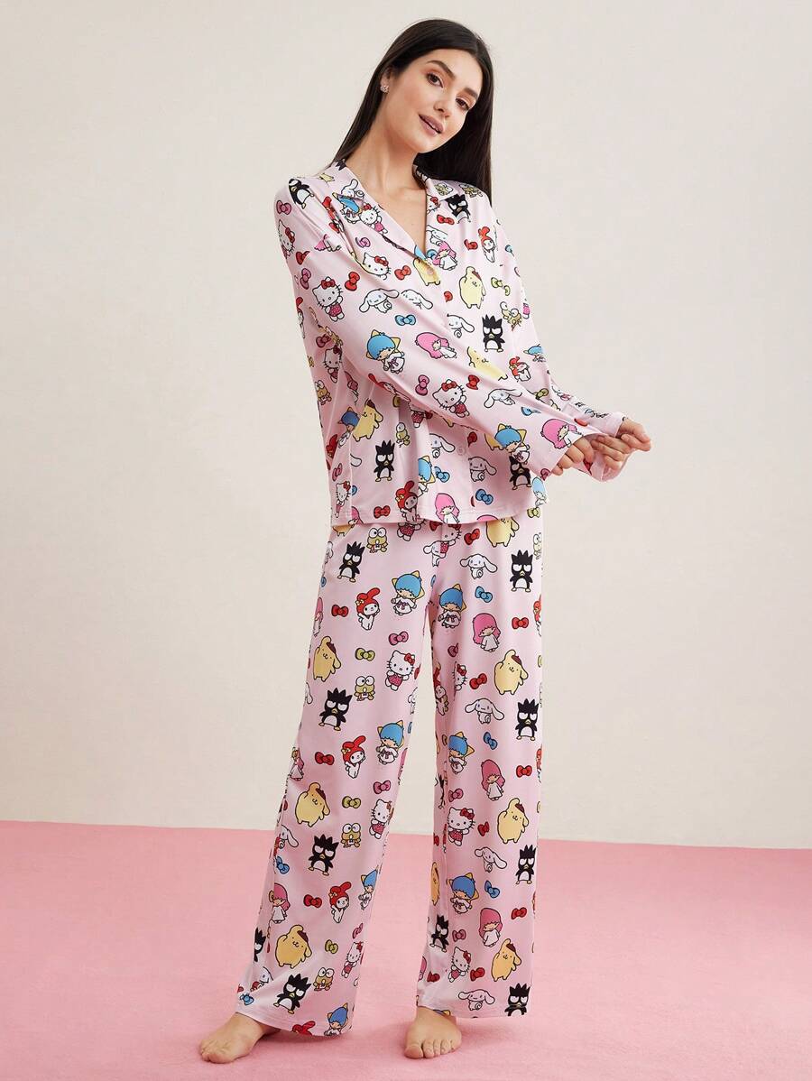 HELLO KITTY AND FRIENDS | SHEIN Cartoon Print Full Sleeve Shirt And ...