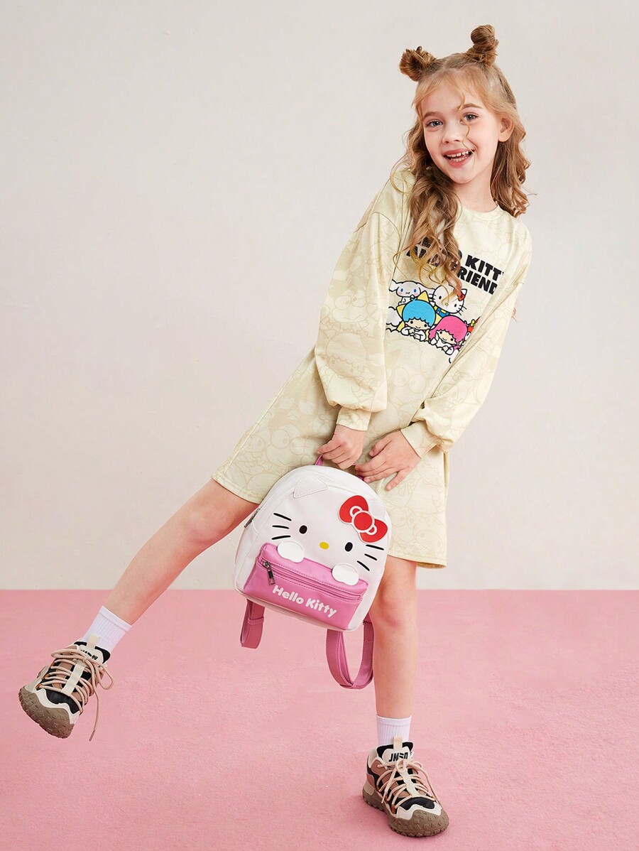 HELLO KITTY AND FRIENDS | SHEIN Tween Girl Cartoon And Slogan Print ...