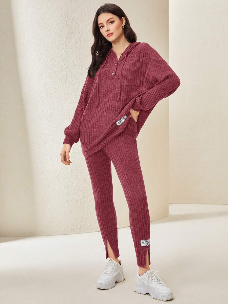SHEIN Mulvari Women'S Solid Color Tracksuit Set With Letter Patchwork ...