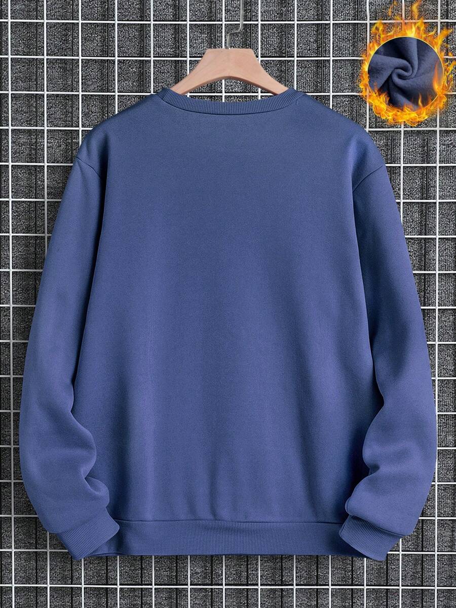 Manfinity Manfinity Dauomo Men Letter Graphic Thermal Lined Sweatshirt ...