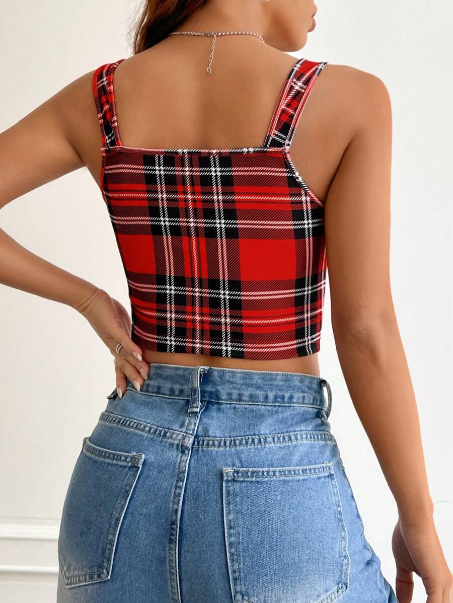 SHEIN EZwear Women'S Red Plaid Zip Up Vest for Sale Australia| New ...