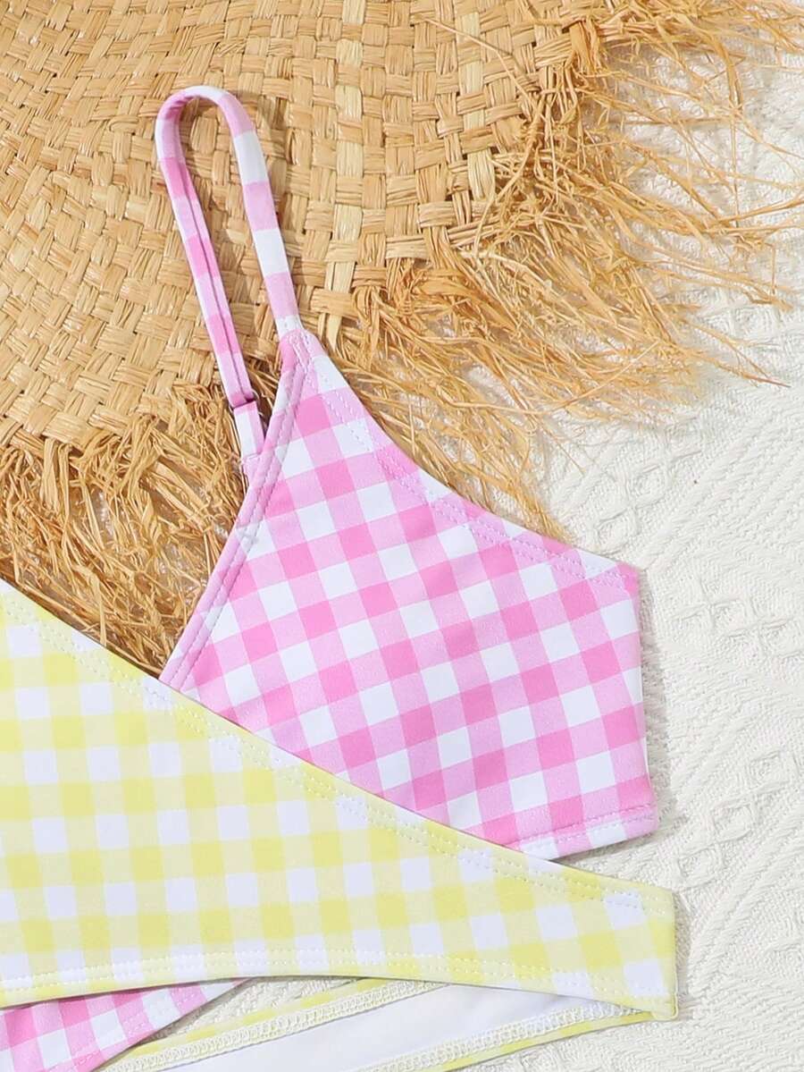 Tween Girls' Plaid Swimsuit Set | SHEIN USA