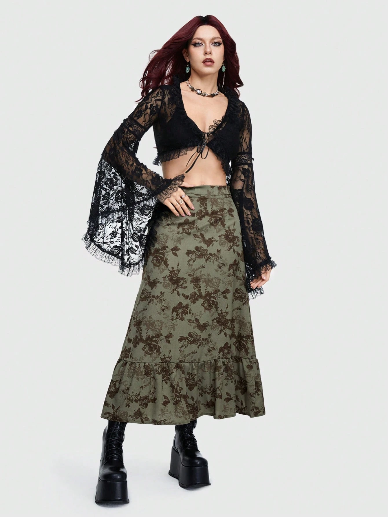 ROMWE Fairycore Saia Feminina Estampada Completa | SHEIN Brasil