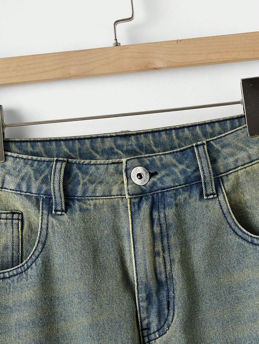 Manfinity Joysei Men's Distressed Flared Jeans Baggy Long Acid Wash ...