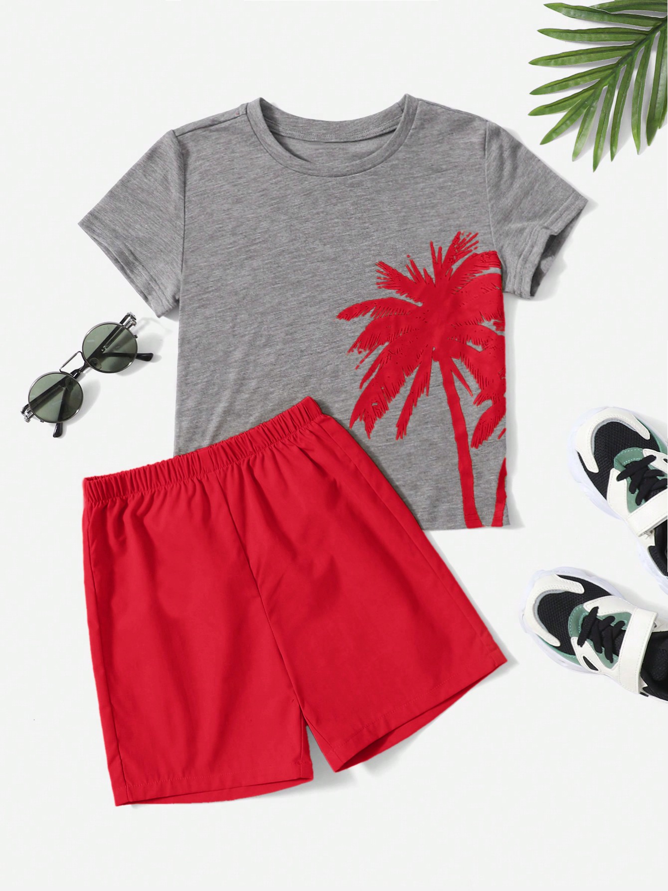 SHEIN Kids SUNSHNE Young Boy Casual Coconut Tree Pattern Suit For ...