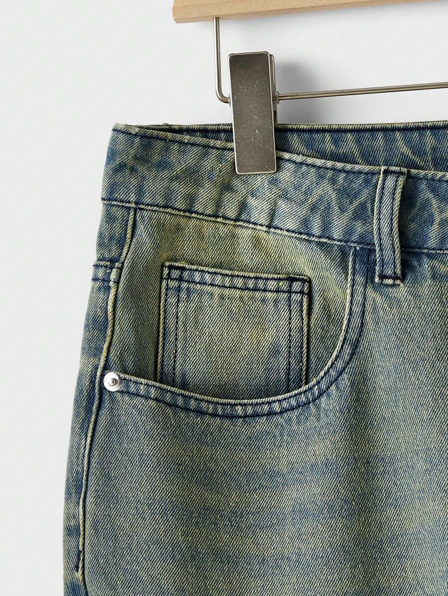 Manfinity Joysei Men's Distressed Flared Jeans Baggy Long Acid Wash ...