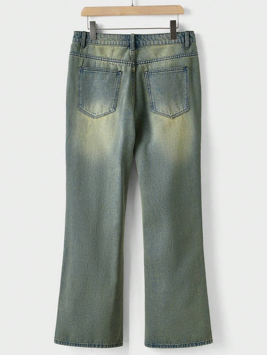 Manfinity Joysei Men's Distressed Flared Jeans Baggy Long Acid Wash ...