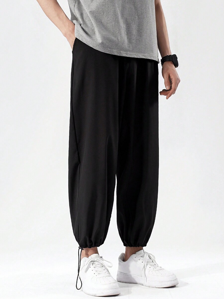 Men's Elastic Drawstring Waist Cuffed Pants | SHEIN USA