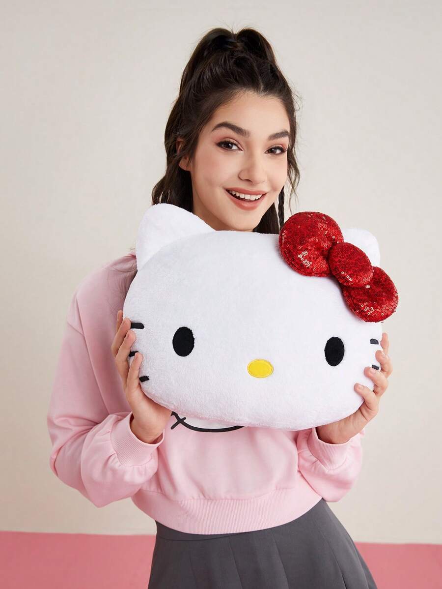 HELLO KITTY AND FRIENDS | SHEIN Cartoon Bow Decor Cat Shaped Plush ...