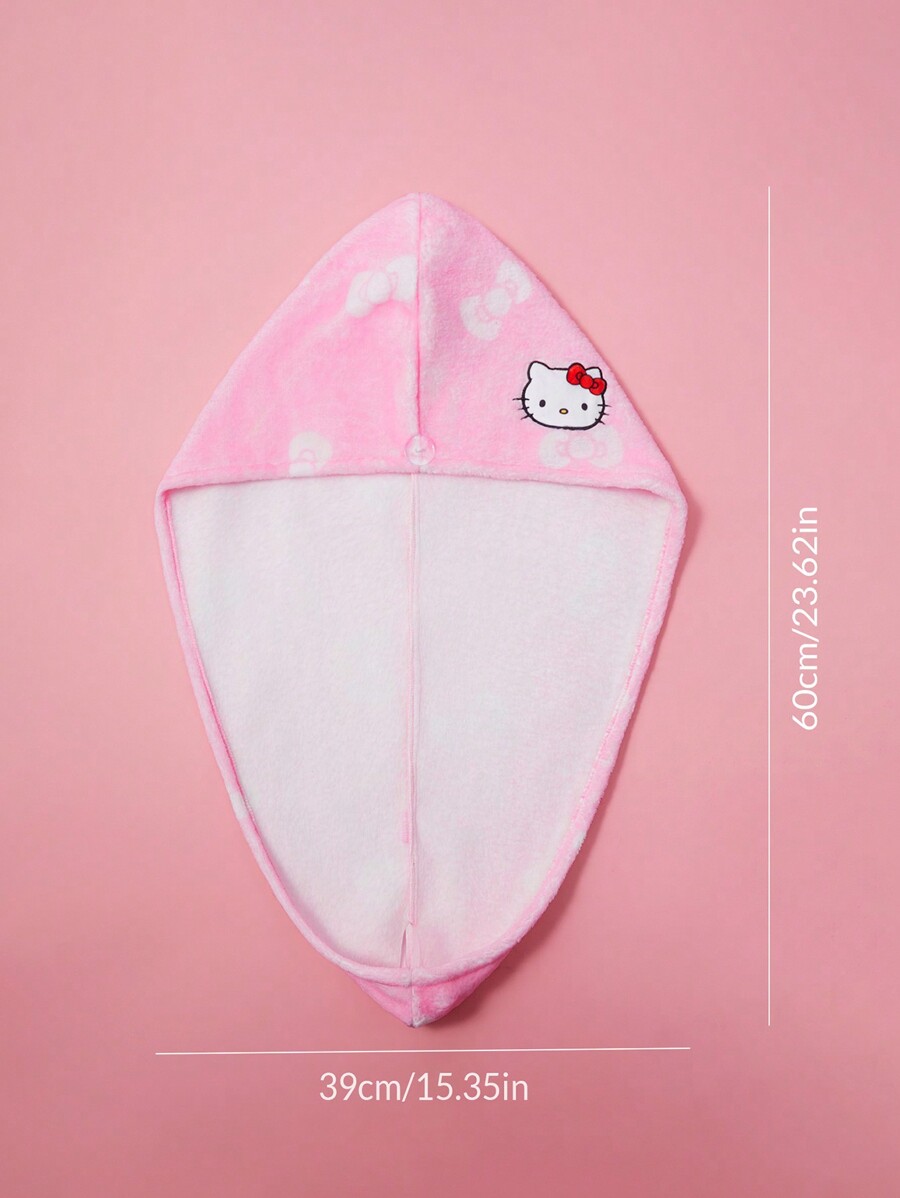 HELLO KITTY AND FRIENDS | SHEIN Cute Bow Printed Pink Hair Drying Cap ...