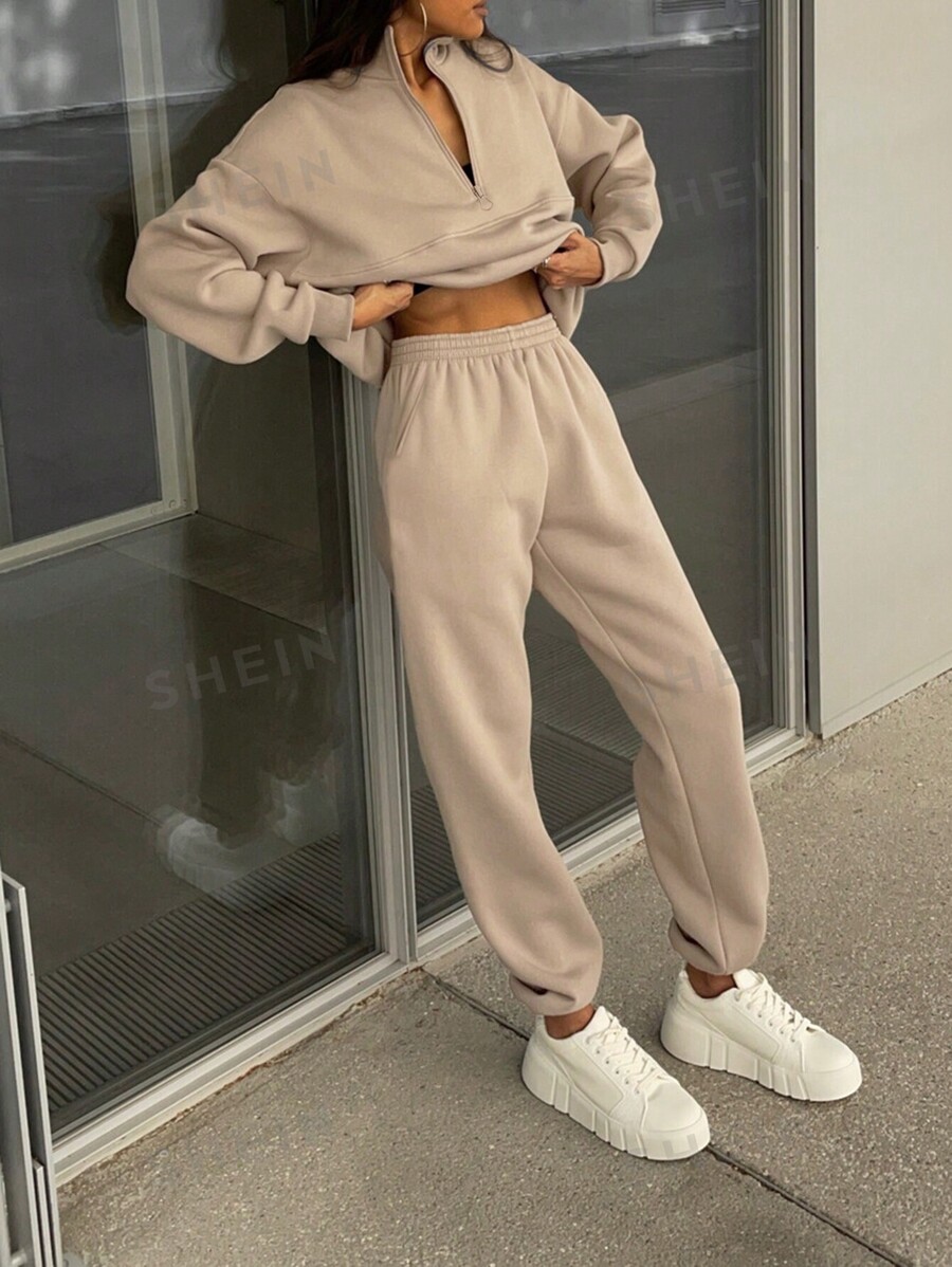 SHEIN EZwear Women's Solid Color Casual 2-Piece Set | SHEIN UK