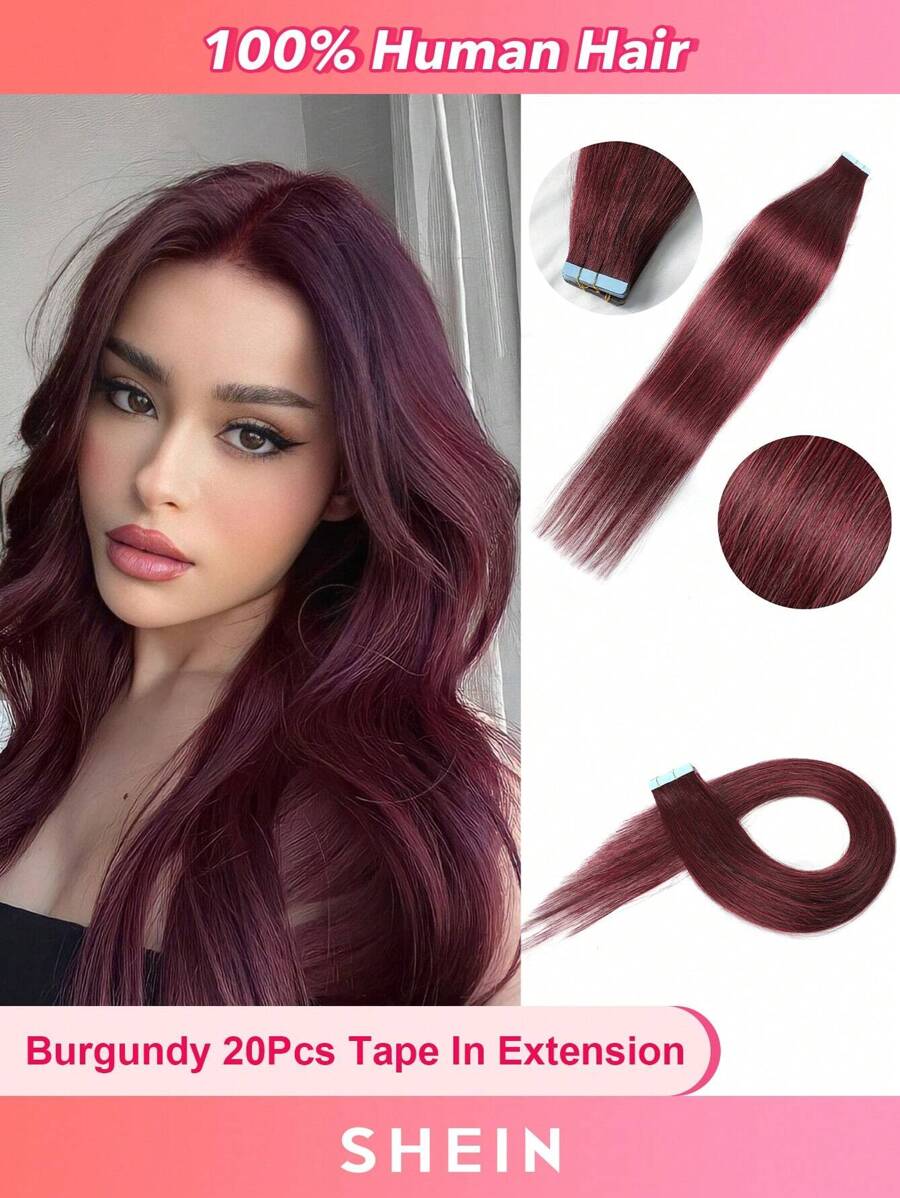 20 peças de Extensões de Cabelo Cores Tape In Lisas 100% Cabelo Humano ...