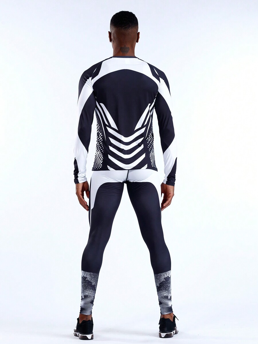 SHEIN Fitness Men Polka Dot & Letter Graphic Sports Set, Athletic Suit ...