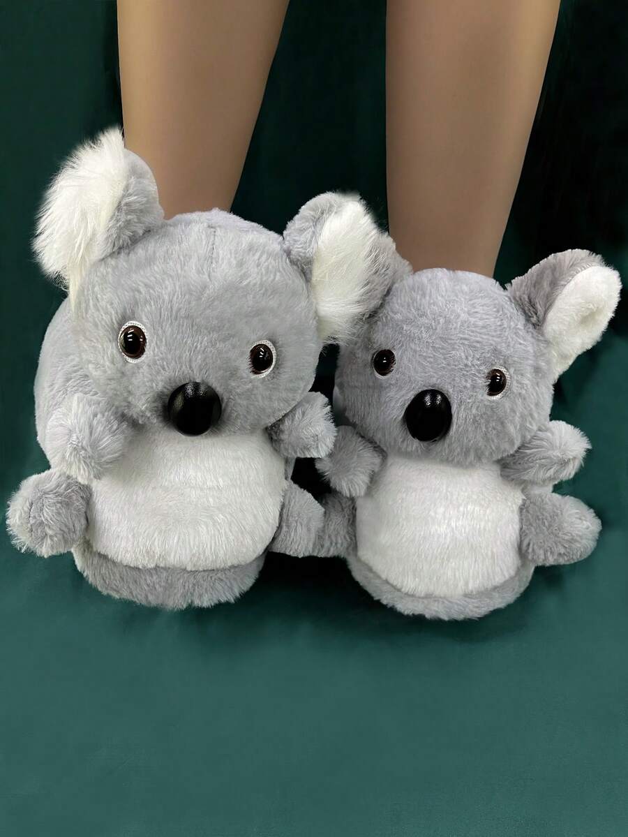 Grey Cute Koala Warm Winter Home Slippers | SHEIN UK