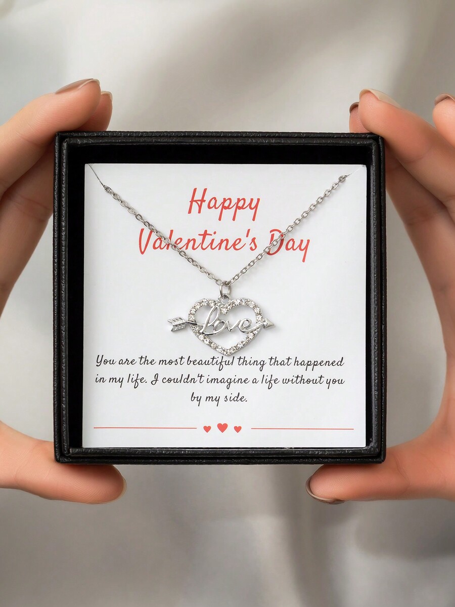 ROMWE Kawaii 1pc Fashionable Simple Cute Rhinestone Letter & Heart ...