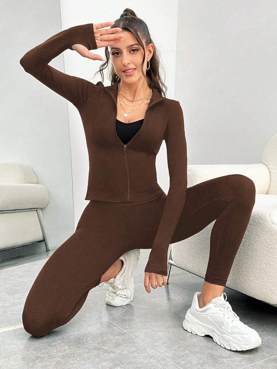 SHEIN Yoga Basic Conjunto De Entrenamiento Femenino Ajustado Con ...