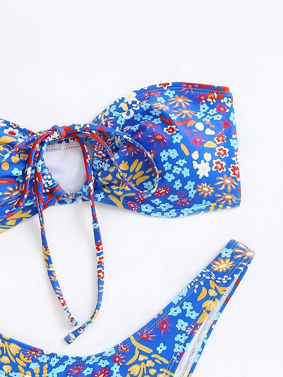 Ladies Floral Printed Bandeau Bikini Swimsuit Set Carnival Shein Usa