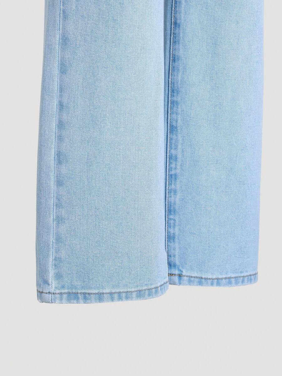 Tween Girl Distressed Cut-Out Straight-Leg Jeans | SHEIN USA