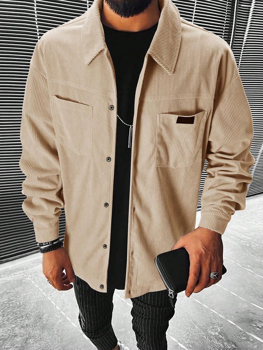 Manfinity Homme Jaqueta Casual Masculina De Veludo Cotelê Com Detalhe ...