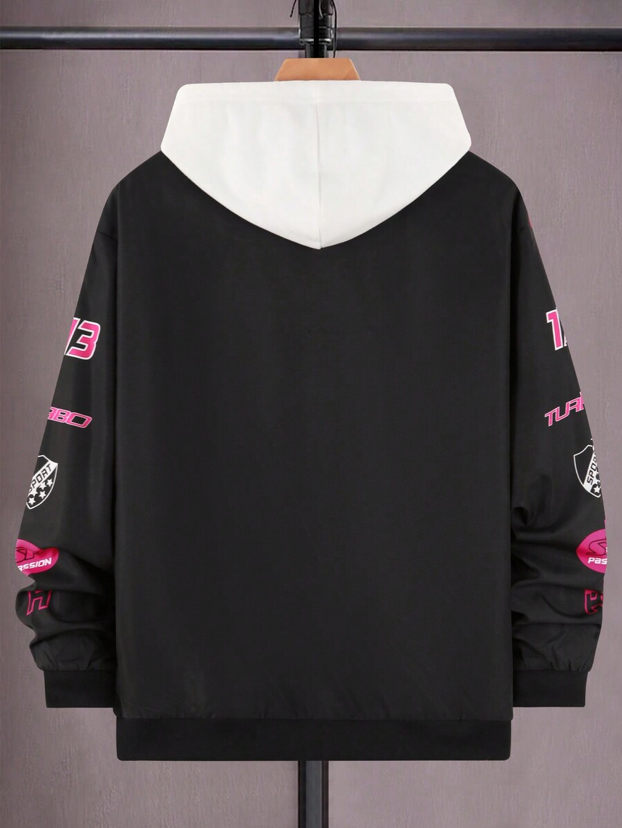 Manfinity LEGND Men's Casual Color-Block Letter Printed Long Sleeve ...