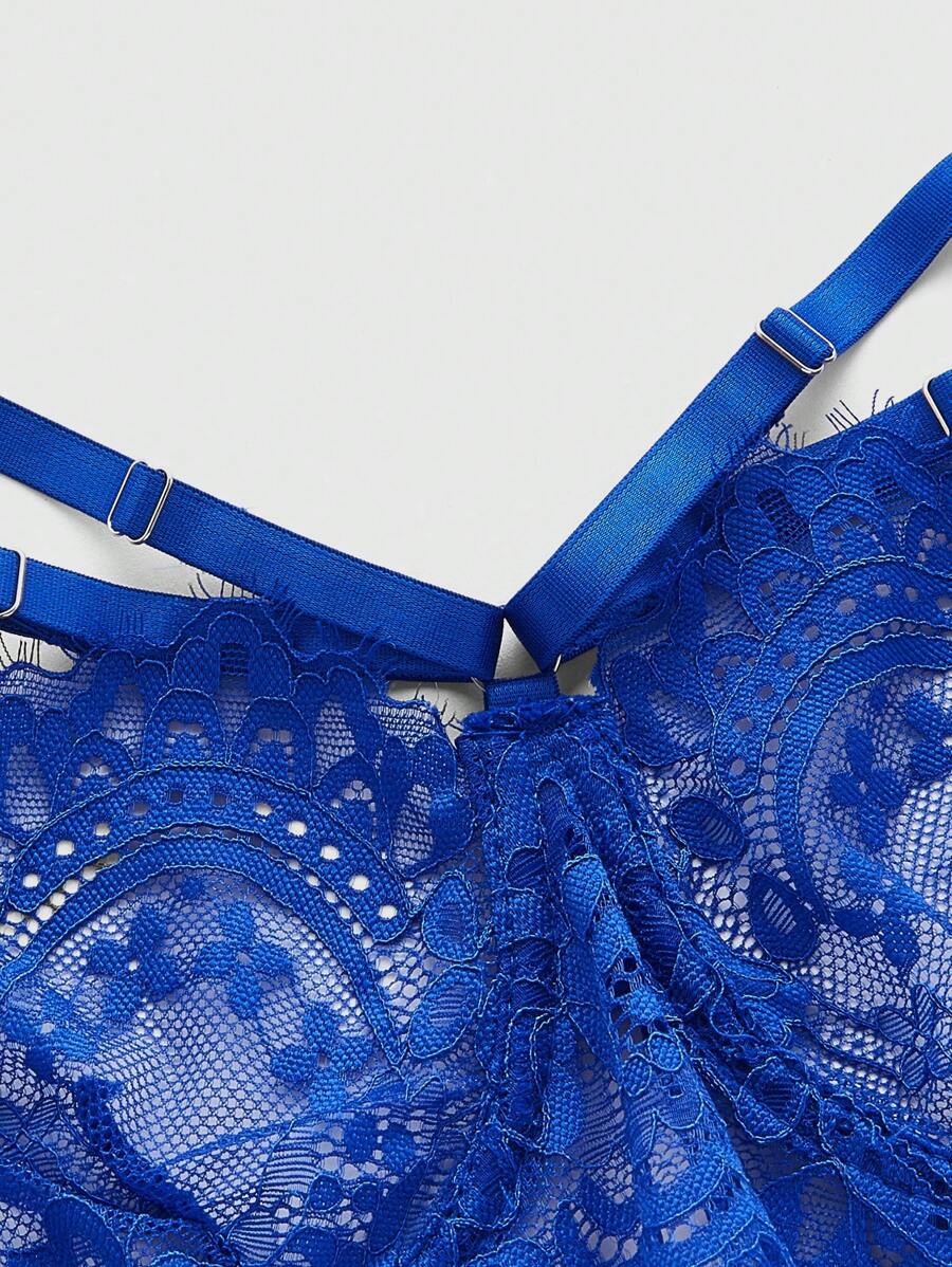 Romwe Goth 5pcs Set Womens Sexy Lace Underwear Including Bra Panties