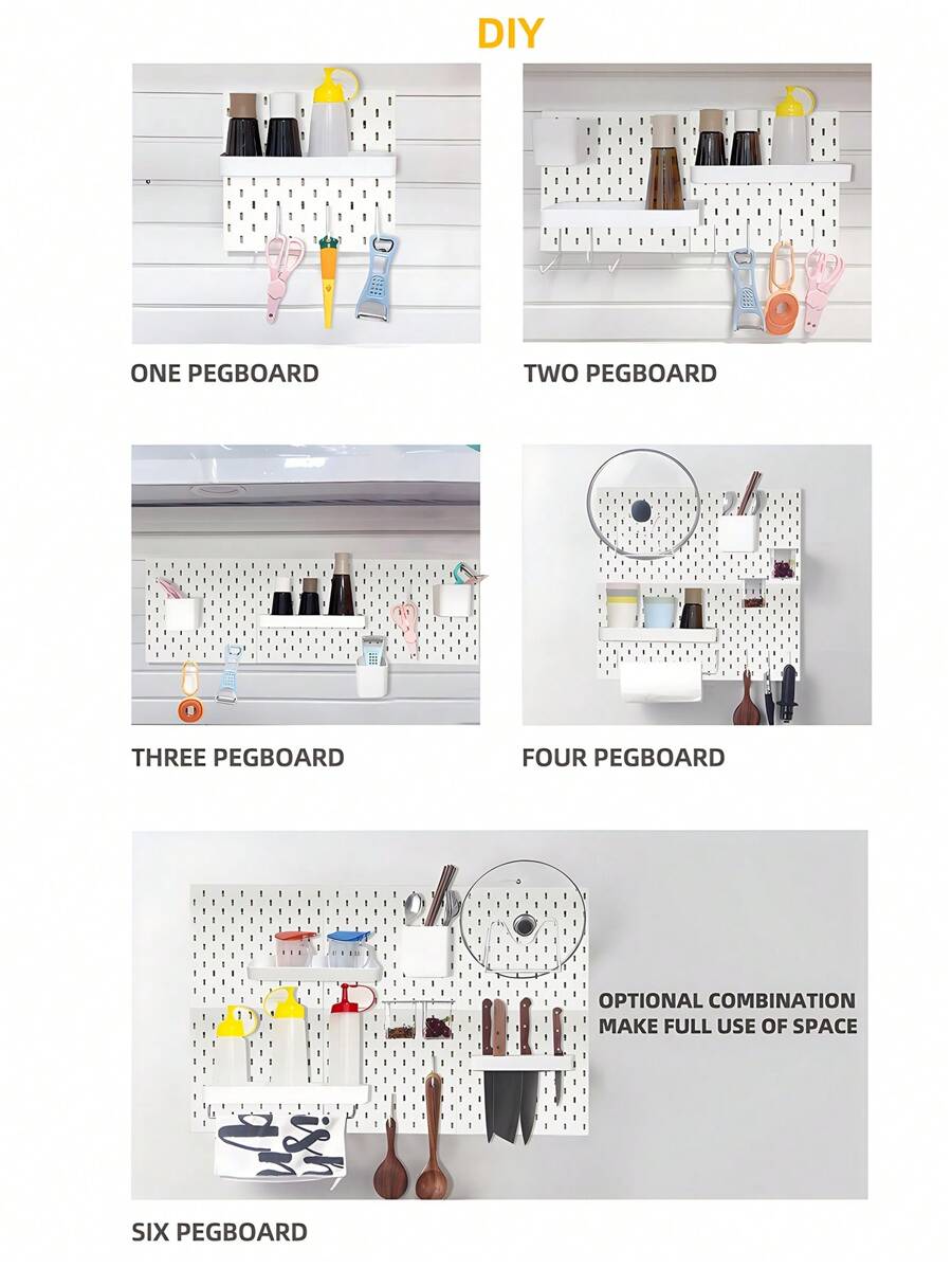 SHEIN Basic living 1Pc Peg Board, Pegboard Wall Organizer Panels, White ...