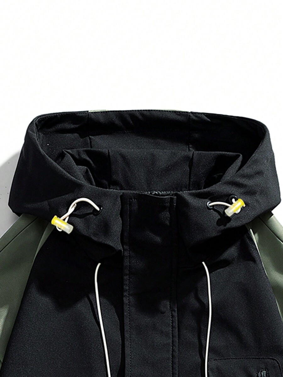 Men's Colorblock Drawstring Hooded Jacket | SHEIN UK