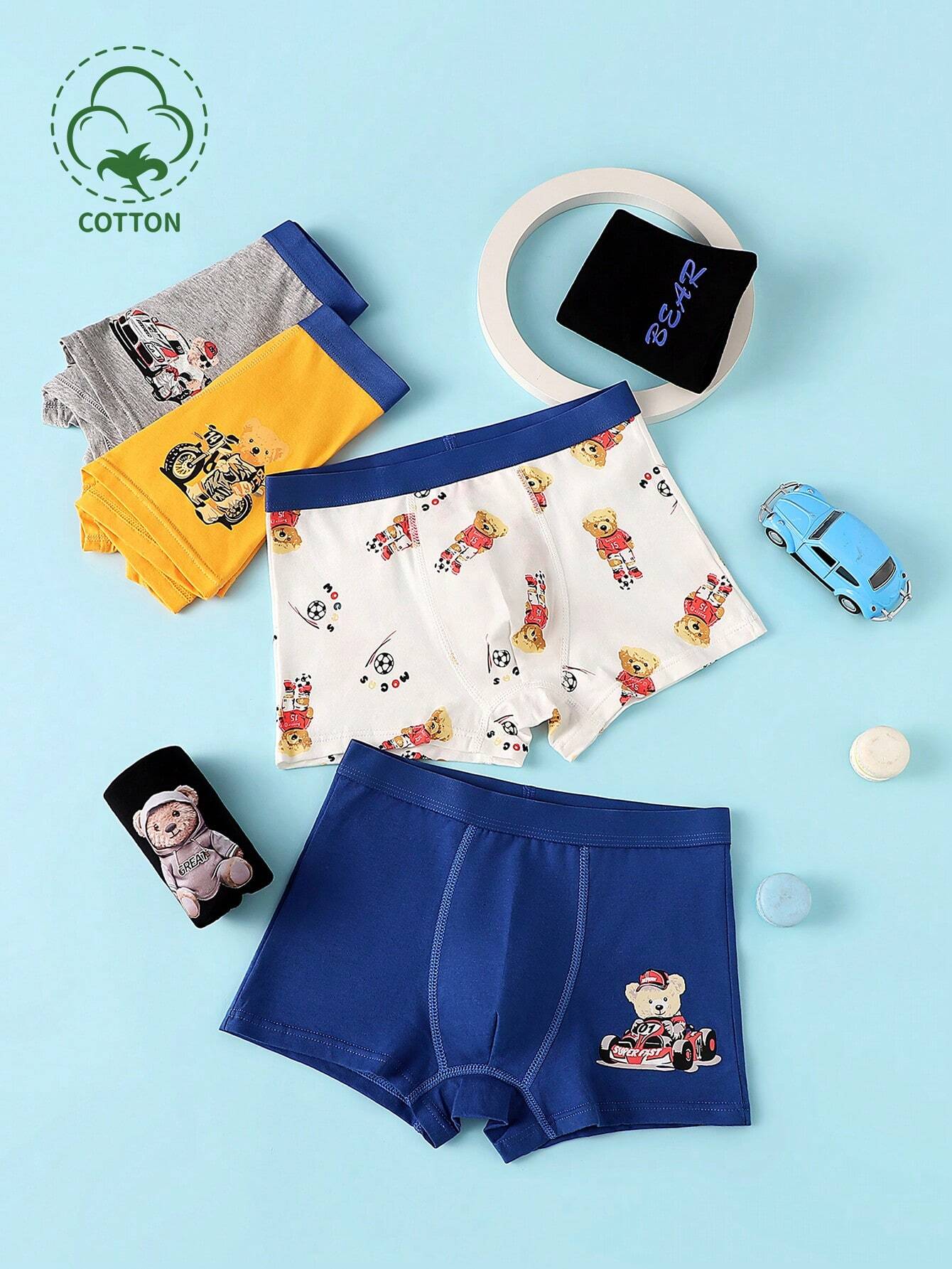 6pcs/Pack Cartoon Bear Print Boxer Briefs For Tween Boys | SHEIN USA