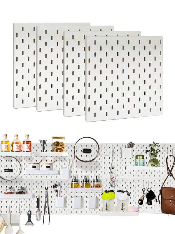 SHEIN Basic living 1Pc Peg Board, Pegboard Wall Organizer Panels, White ...