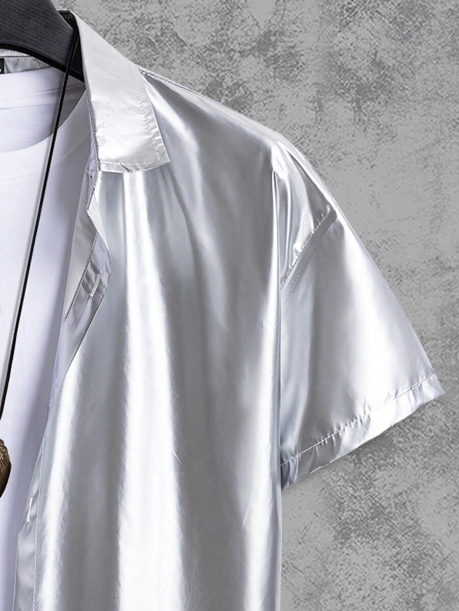Manfinity AFTRDRK Men's Short Sleeve Metallic Shirt | SHEIN USA