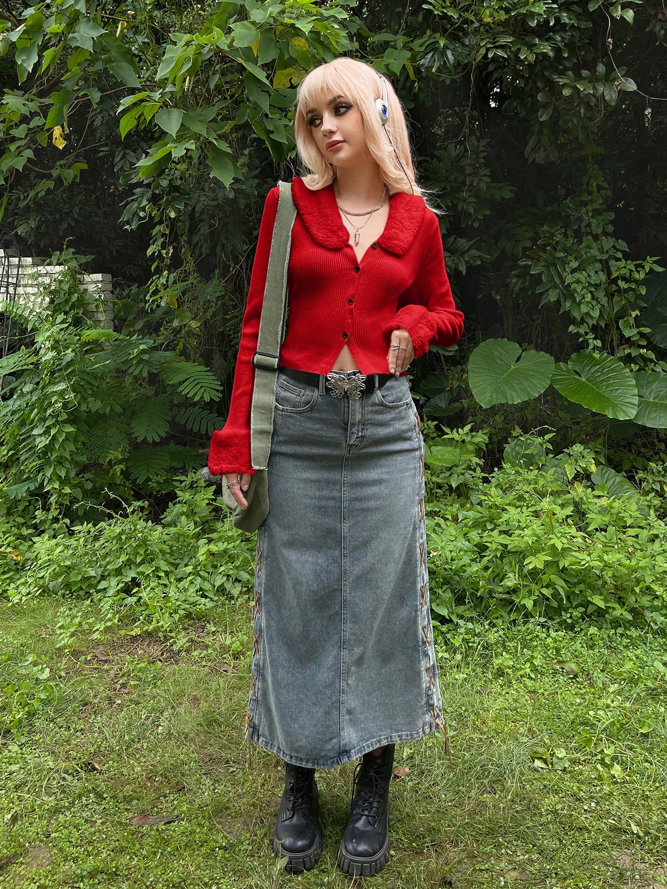 ROMWE PUNK Solid Color Fluffy Patchwork Cardigan | SHEIN USA