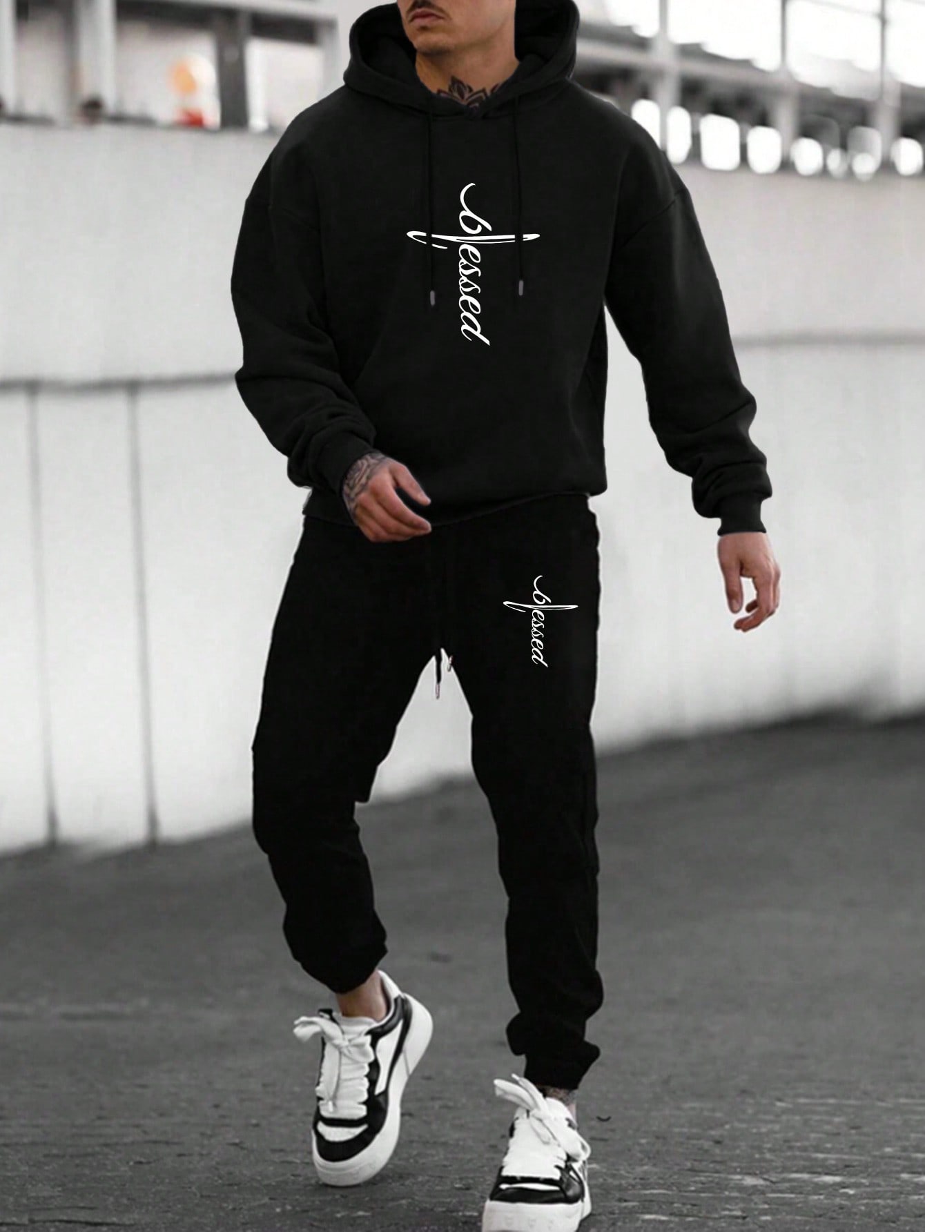 Manfinity Homme Men's Letter Print Hoodie And Pants Tracksuit Set for ...