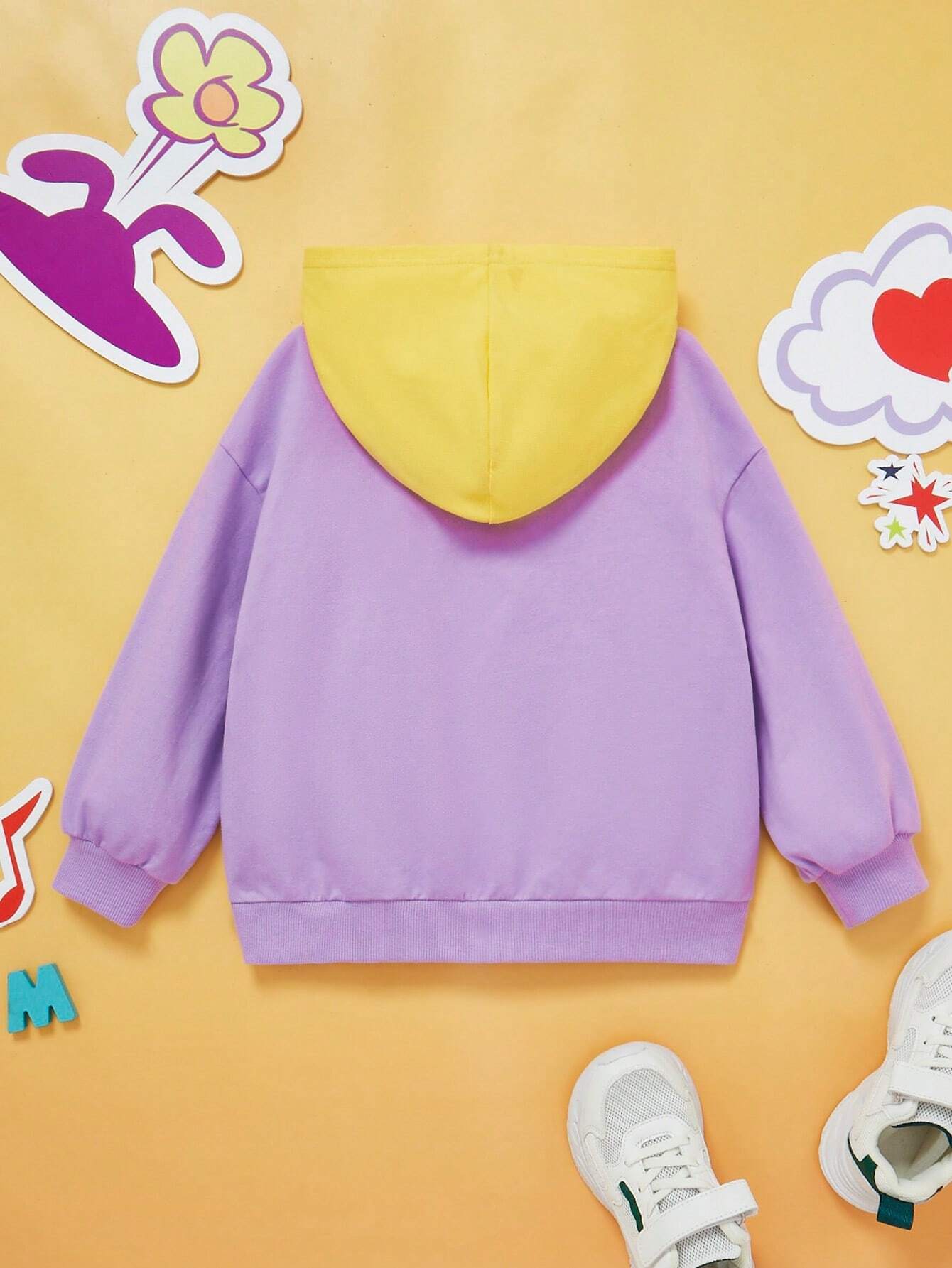 ANIMANIACS X SHEIN Young Girl Cartoon Print Hoodie With Colorblock ...