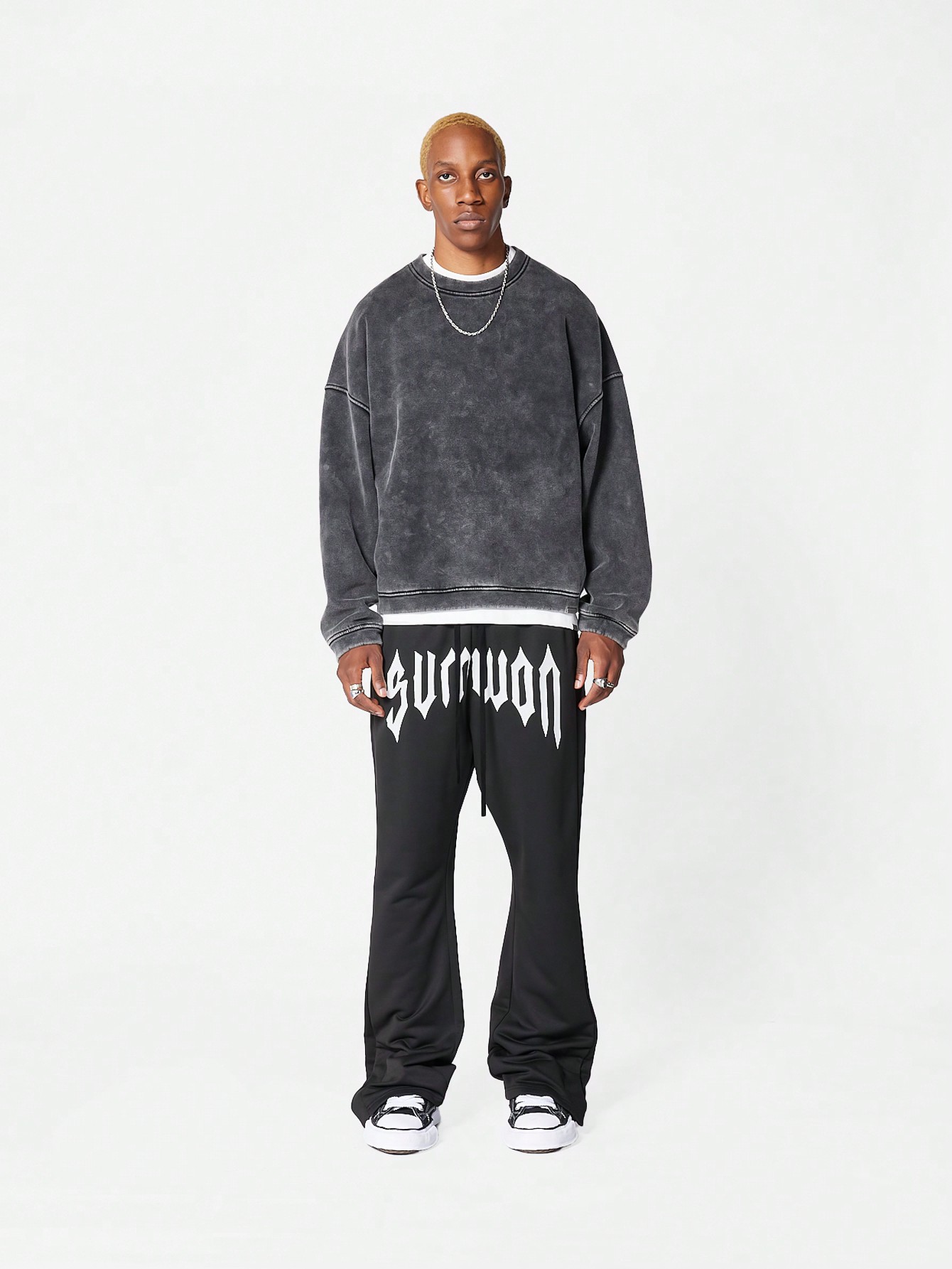 SUMWON Flare Fit Jogger With Front Print | SHEIN USA