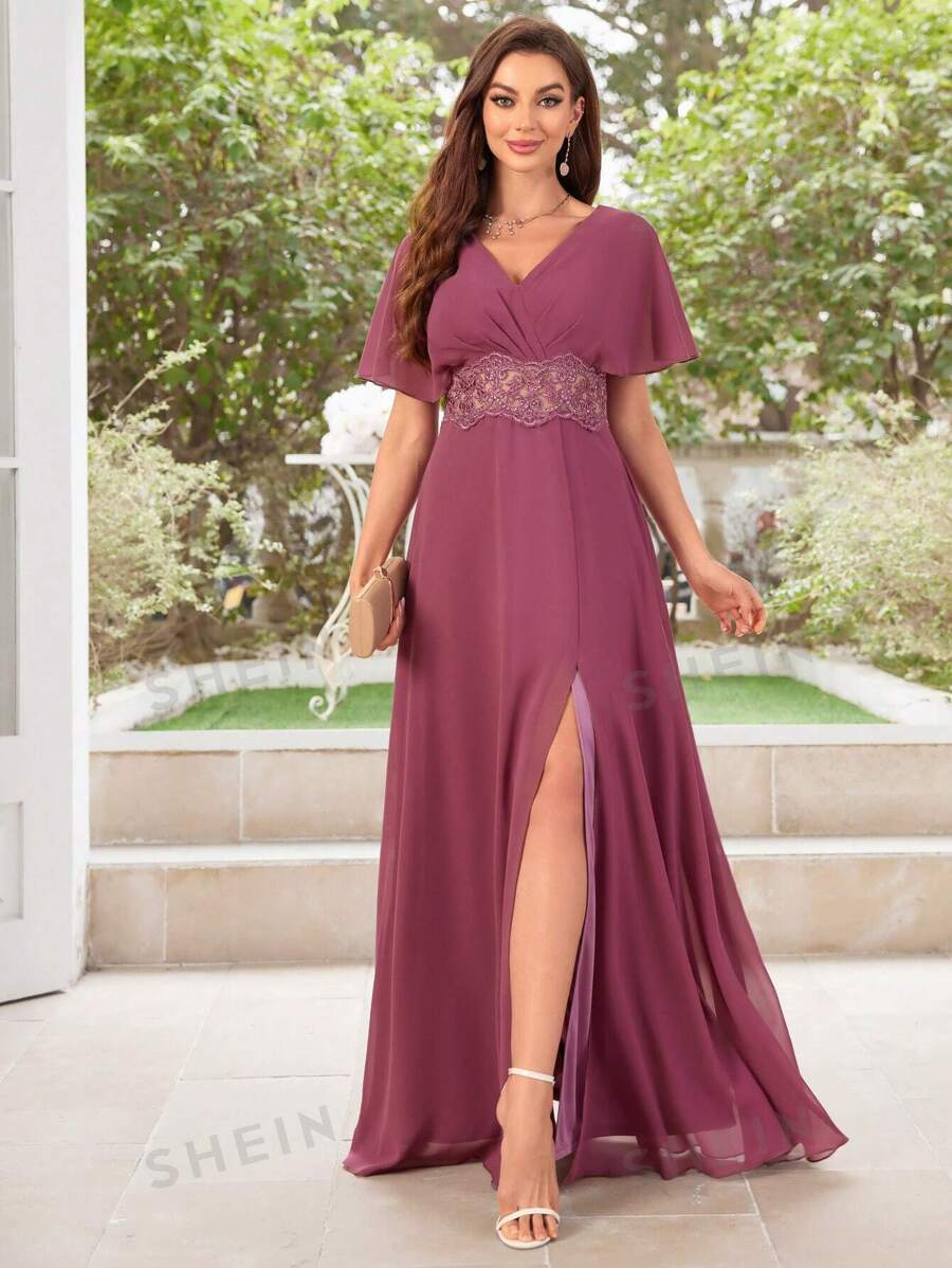 SHEIN LUNE Vestido Largo De Dama De Honor Con Diseño De Bordado En La ...